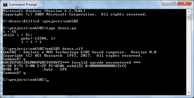 6502 emulator python