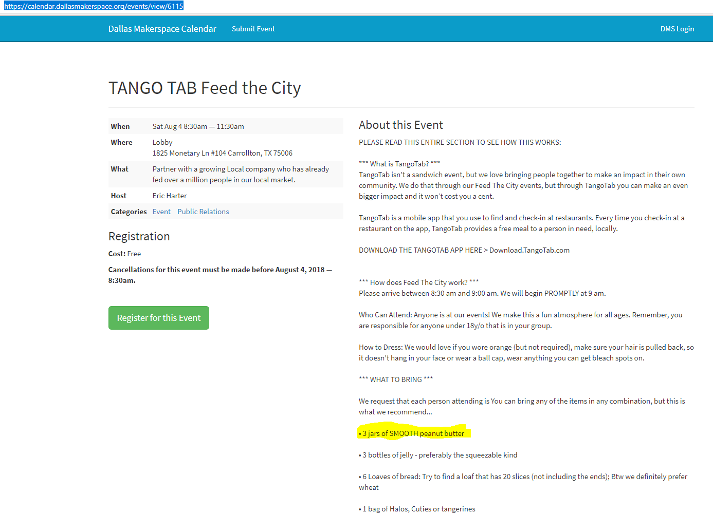 TANGO Tab Event Actually Happening? - DMS General - Dallas Makerspace Talk